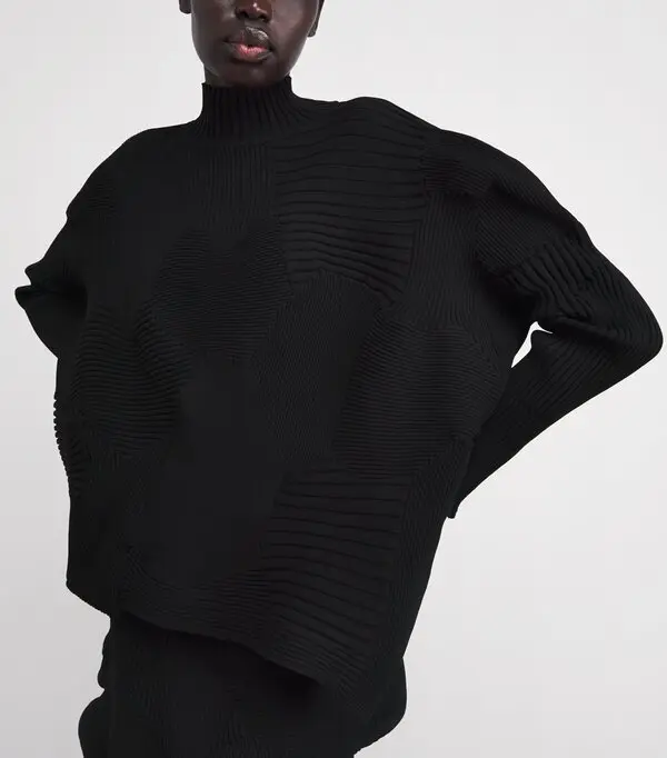 Issey Miyake Ribbed High-neck Top