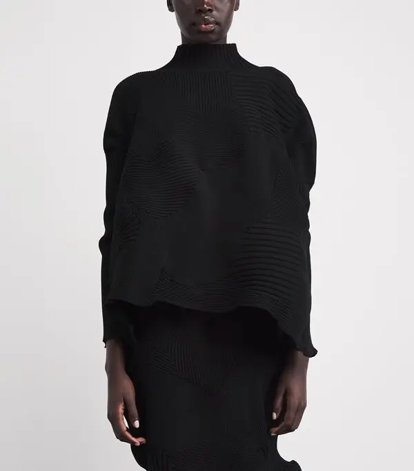 Issey Miyake Ribbed High-neck Top