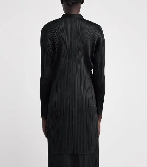 Issey Miyake Longline Pleated Stand Collar Shirt