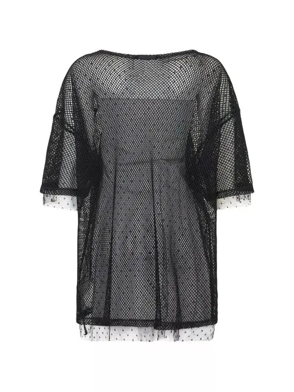 Red Valentino Mesh Overlay T-shirt - Black