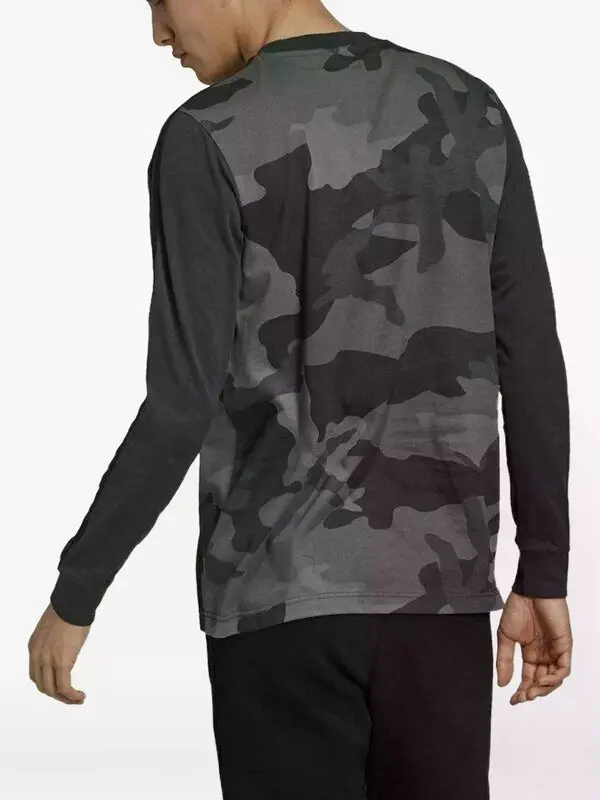 Adidas Long Sleeve Sweatshirt With Camouflage Print And Tonal Three Stripe Detail