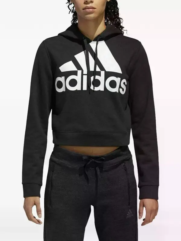 Adidas Logo Print Cropped Hoodie