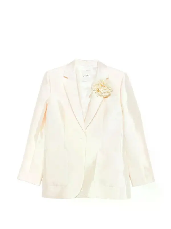 Sandro Floral Appliqué Front-pocket Blazer - Neutrals