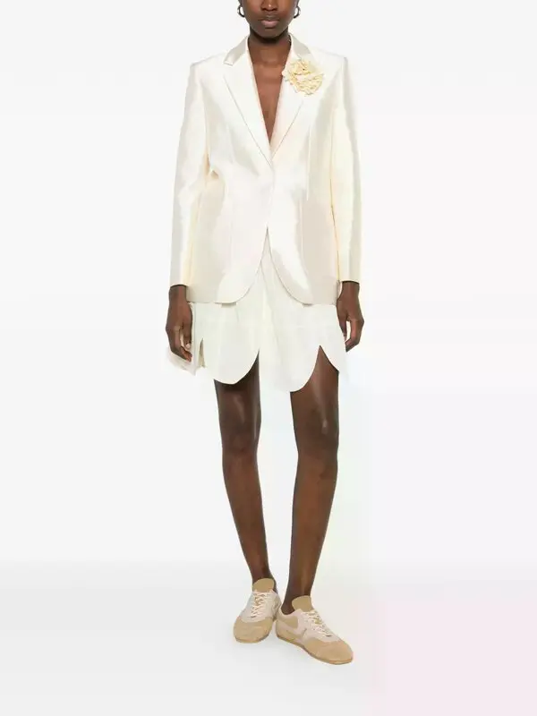 Sandro Satin Jacket With Detachable Flower Brooch