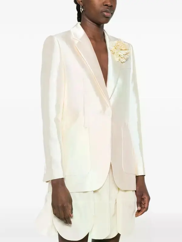 Sandro Satin Jacket With Detachable Flower Brooch