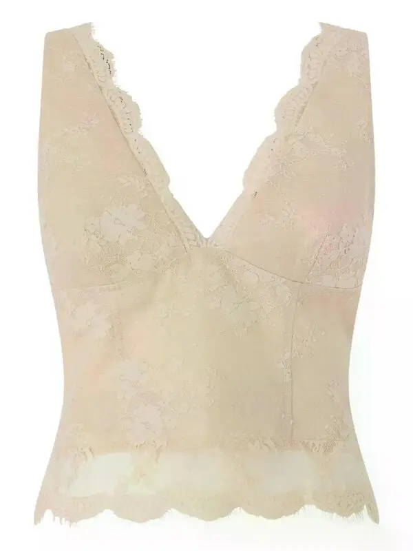 Pinko Lace V-neck Top - Neutrals