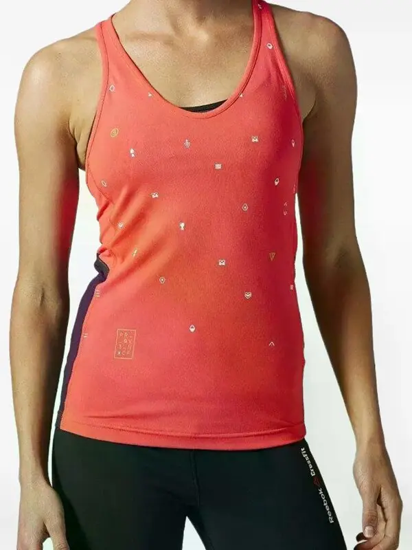 REEBOK Graphic Print Racerback Tank - Orange