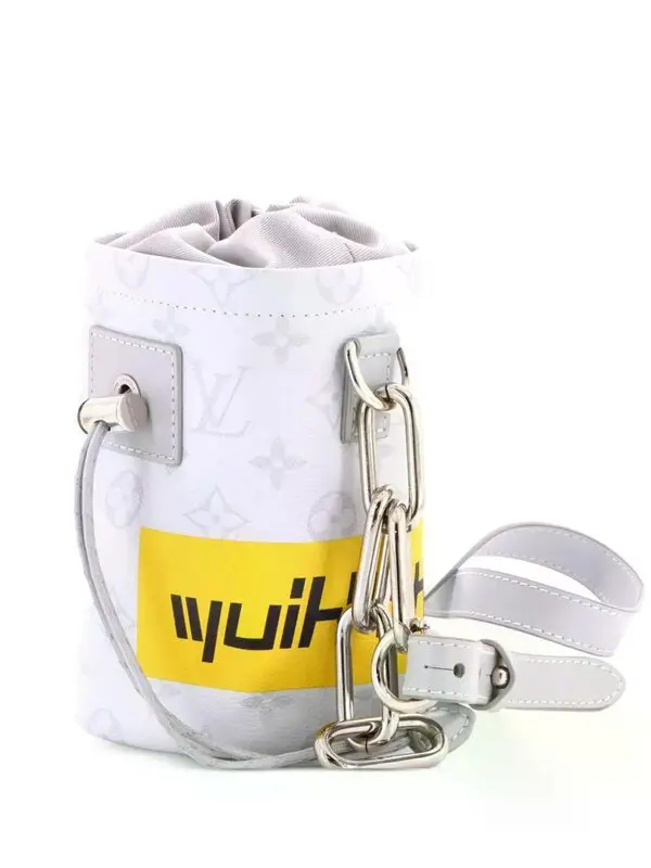 LOUIS VUITTON Logo Story Monogram Canvas Bucket Bag - Grey