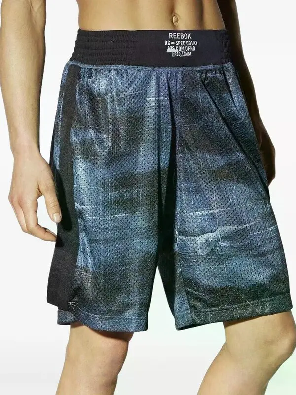 REEBOK Elasticated Waistband Printed Shorts - Blue