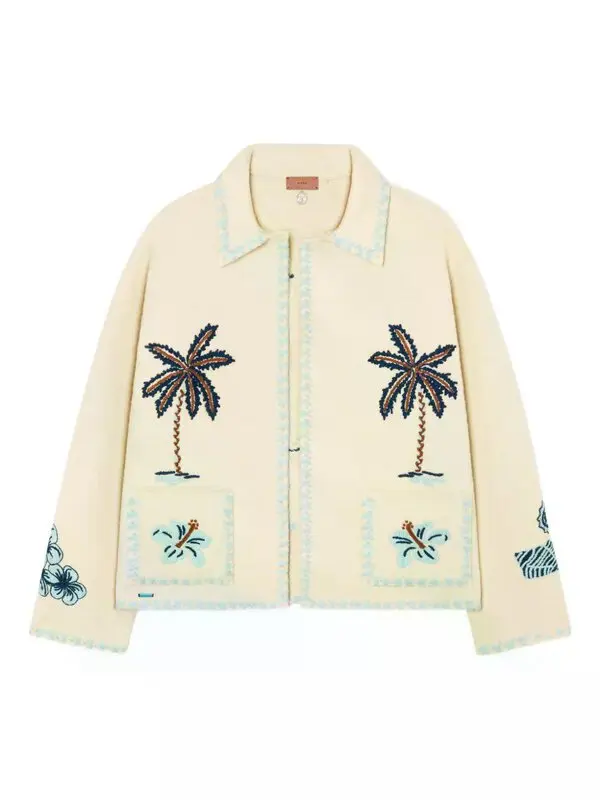 Alanui Remember Me' Jacket With Palm Tree Embroidery - Neutrals