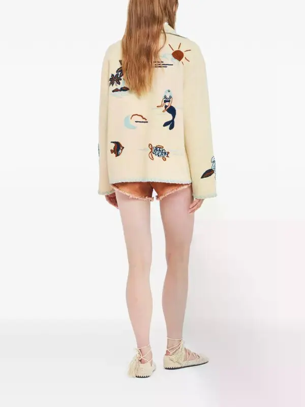 Alanui Remember Me' Jacket With Palm Tree Embroidery - Neutrals