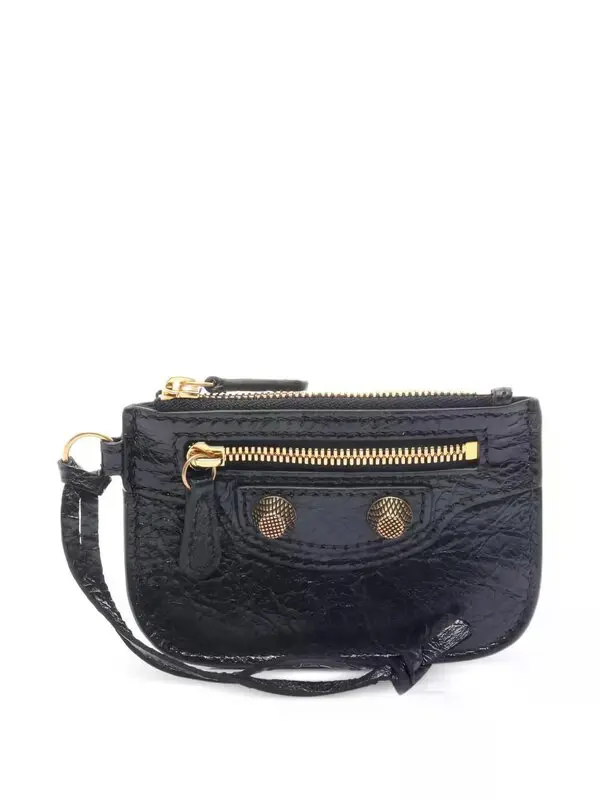 Balenciaga 2010s Cagole Studded Leather Coin Purse - Black