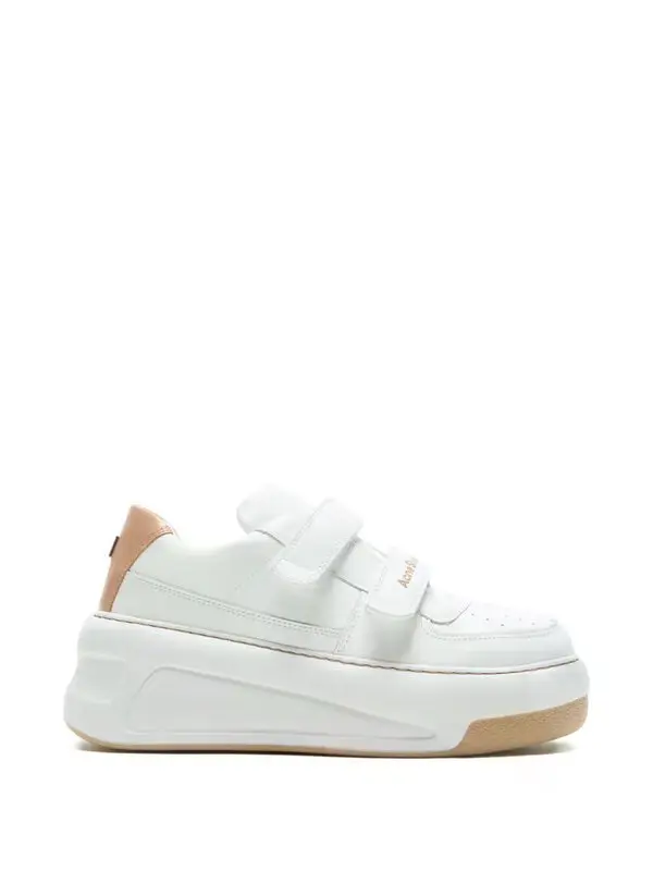 Acne Studios Leather Platform Touch-strap Sneakers - White