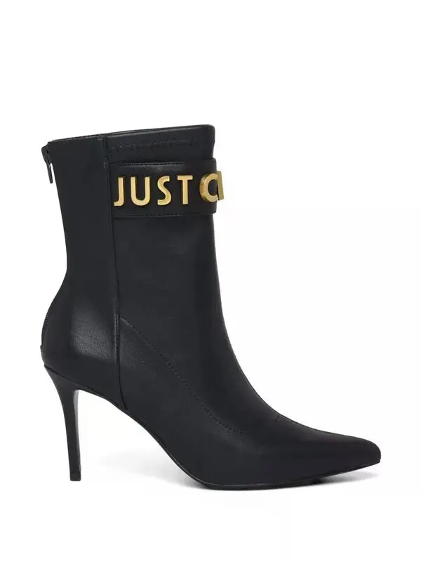 Just Cavalli Pointed Toe High Heel Boots With Logo Detail