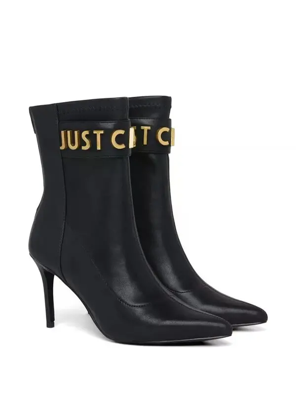 Just Cavalli Pointed Toe High Heel Boots With Logo Detail