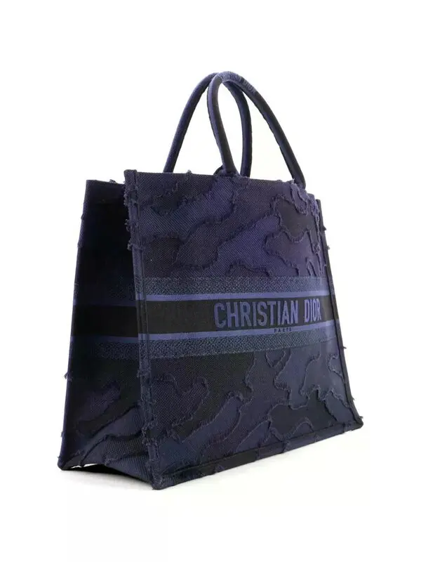 Dior Book Camouflage Embroidered Canvas Large Tote Bag