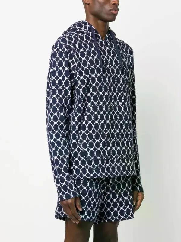 Orlebar Brown Geometric Pattern Terry Cloth Hoodie