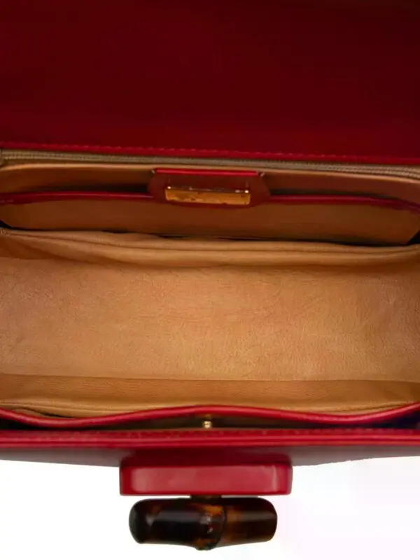 Gucci Small Calfskin Bamboo Satchel - Red