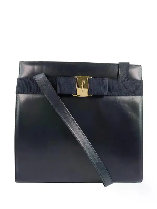 FERRAGAMO 2010-2026 Leather Vara Bow Shoulder Bag - Blue
