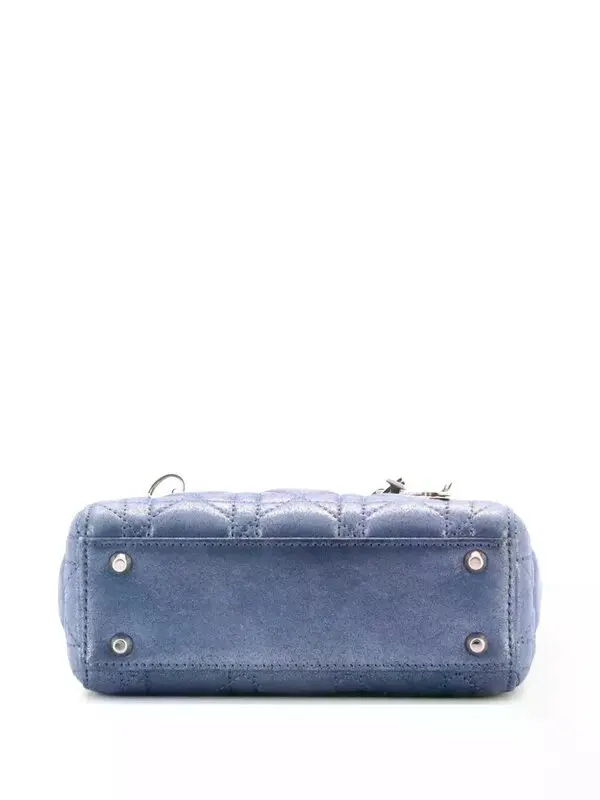 Dior Lady Chain Bag Cannage Quilt Iridescent Leather Mini Satchel - Blue