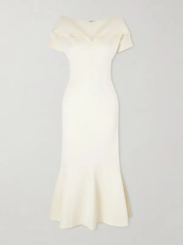 FFORME Zaria Draped Knit Cotton-blend Midi Dress - Neutrals