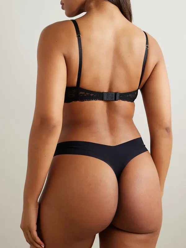 Commando Double Take Set Of Two Lace-trimmed Stretch Thongs