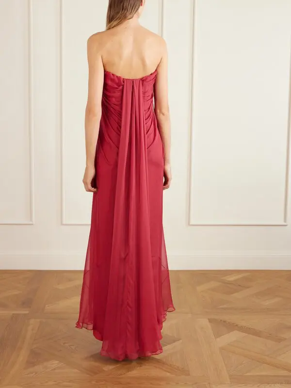 Alexander McQueen Strapless Draped Silk-chiffon Bustier Gown