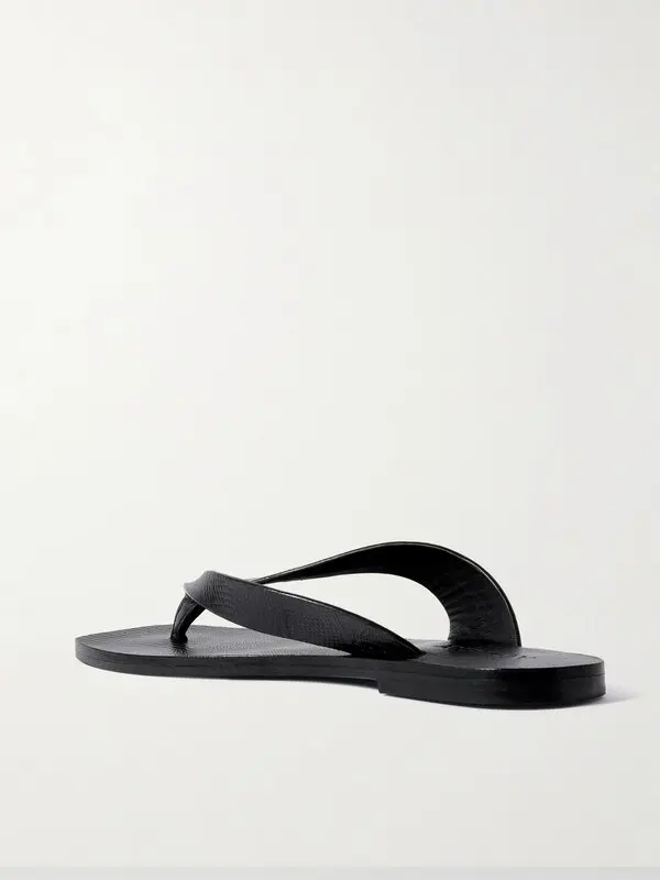 A.emery Kinto Lizard-effect Leather Flip Flops - Black