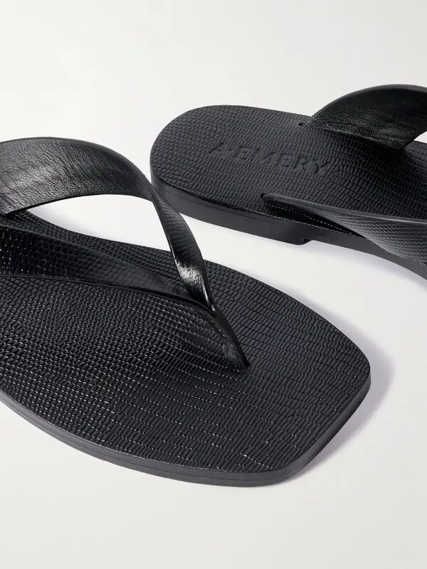 A.emery Kinto Lizard-effect Leather Flip Flops - Black