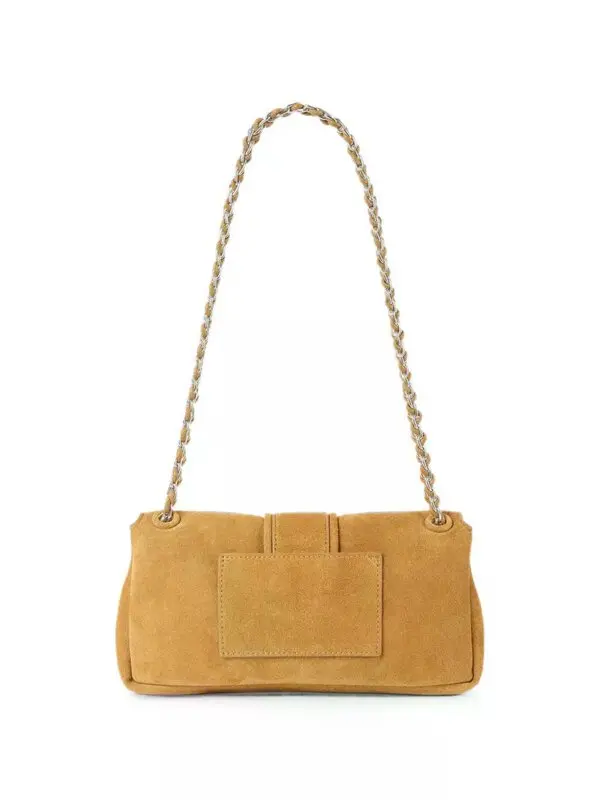 Jacquemus Soft Suede Shoulder Bag With Metal Chain - Neutrals
