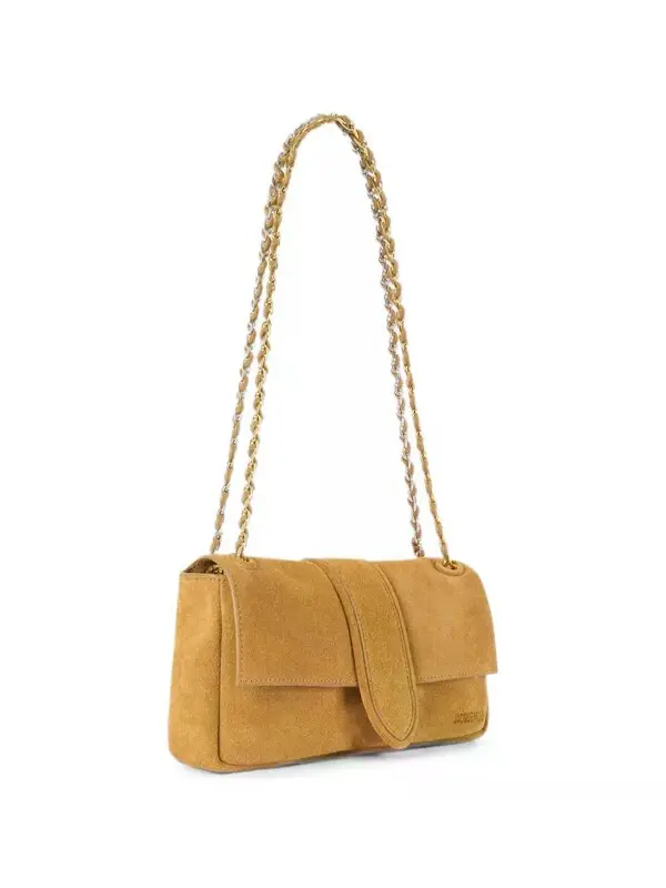 Jacquemus Soft Suede Shoulder Bag With Metal Chain - Neutrals
