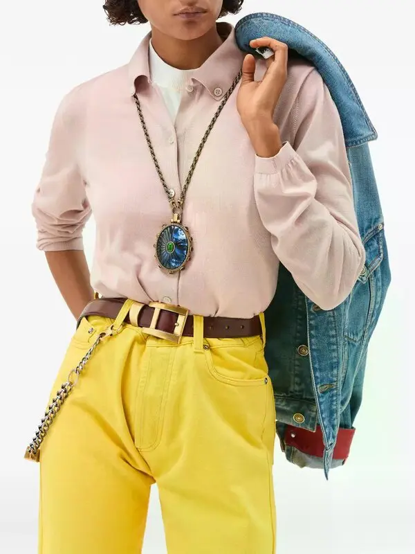Versace Embroidered Wool Knit Cardigan - Pink