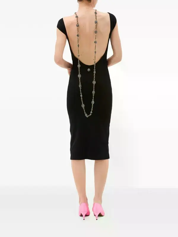 Versace Cotton Ribbed Knit Off-shoulder Midi Dress