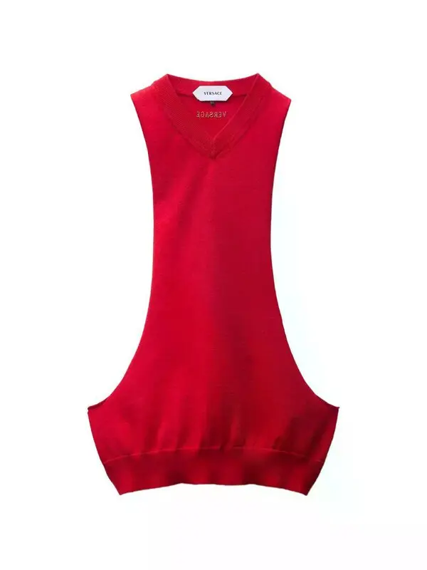 Versace V-neck Logo Knitted Top