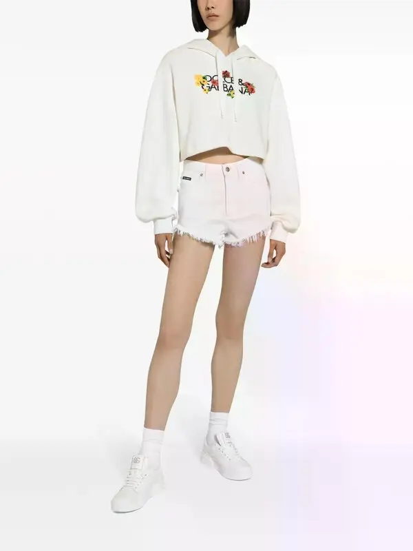 Dolce & Gabbana Floral Logo Cropped Hoodie
