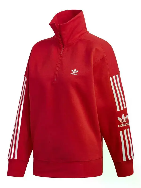 Adidas Half-zip Sweatshirt With 3-stripes Detail - Red