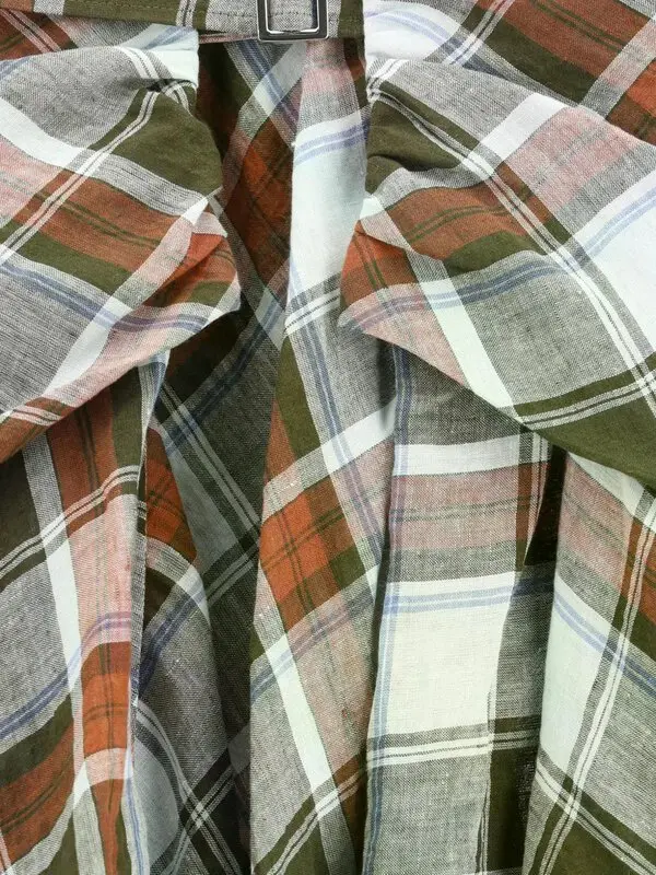 MARBELL Buckle-detail Checked Asymmetric Hem Skirt - Green