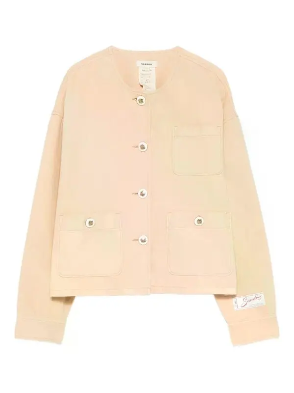 Sandro Denim Jacket With Button Fastening - Neutrals