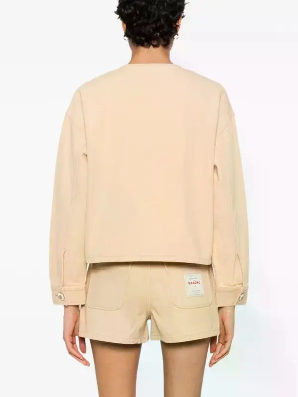Sandro Denim Jacket With Button Fastening - Neutrals