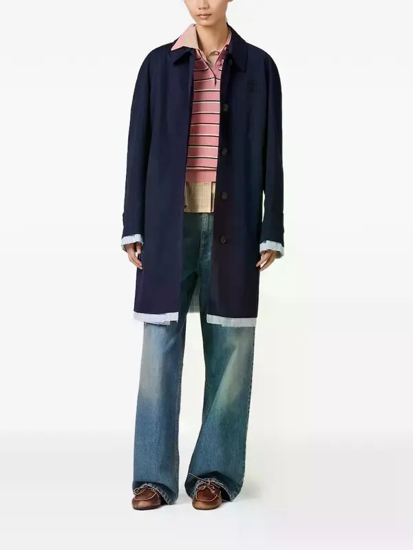 Miu Miu Single-breasted Poplin Coat - Blue