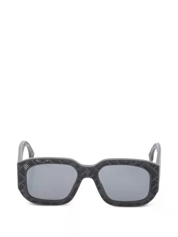 Fendi Black Ff Pattern Geometric Frame Sunglasses - Grey