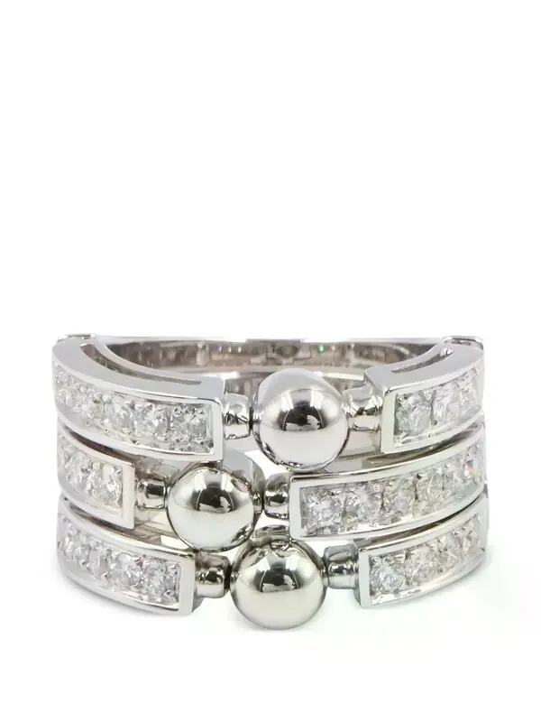 BVLGARI 18kt White Gold Pavé-set Round-cut Diamond Allegra Ring - Silver