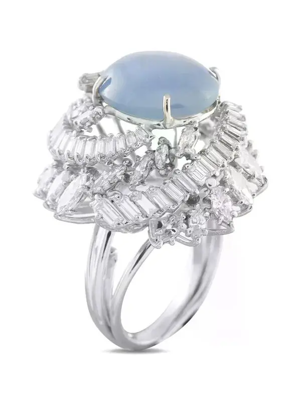 LB EXCLUSIVE Platinum Oval-cut Sapphire And Diamond Ring