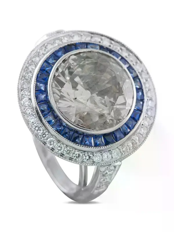 LB EXCLUSIVE Platinum Diamond And Sapphire Ring - Silver