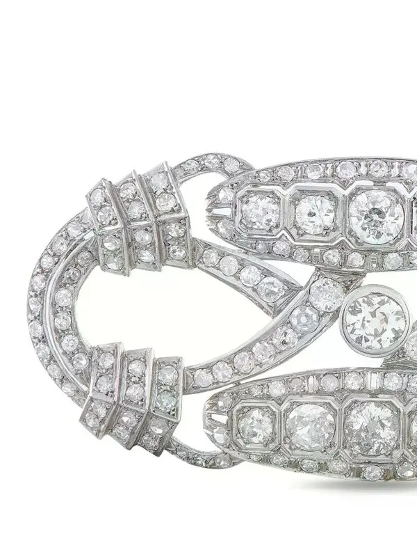 LB EXCLUSIVE Platinum Diamond Art Deco Brooch