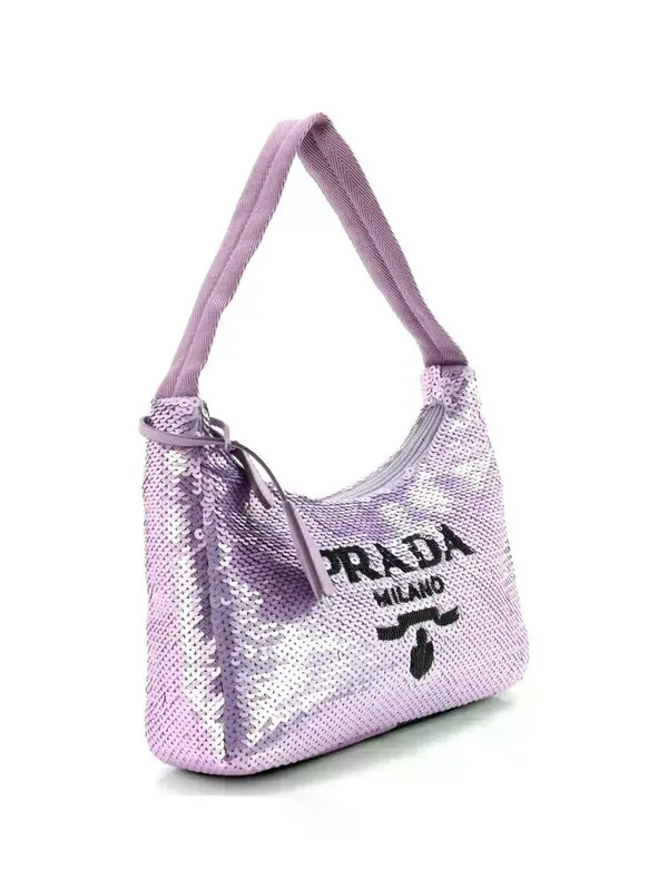 Prada Re-edition 2000 Sequined Mini Hobo Bag - Purple