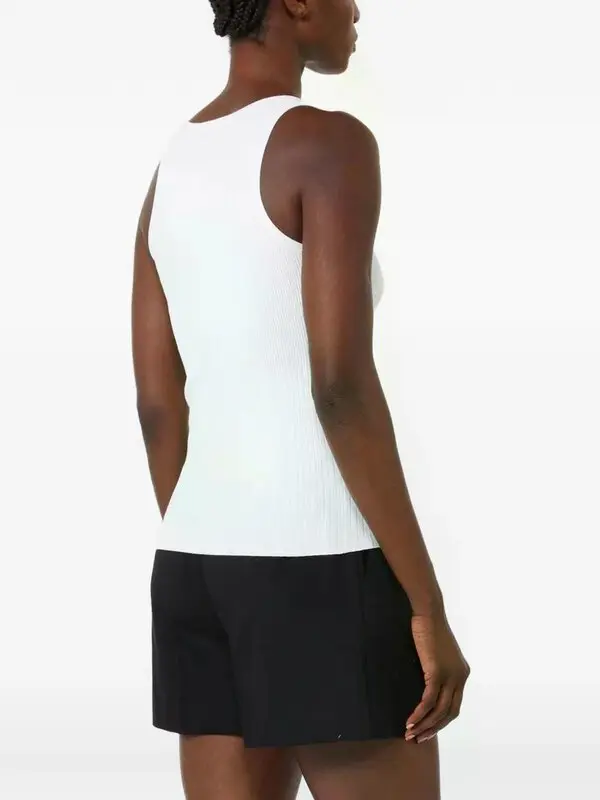 Max Mara Ribbed Knit Scoop Neck Tank Top - White