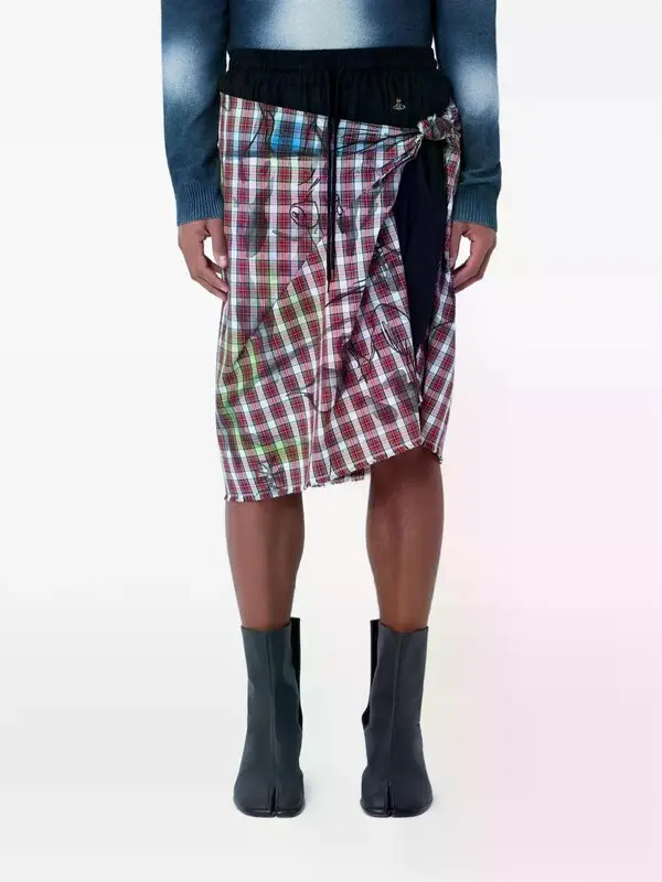 VIVIENNE WESTWOOD Asymmetrical Wrap Check-print Skirt - Black