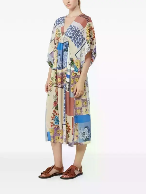 Max Mara Floral Patchwork Midi Dress