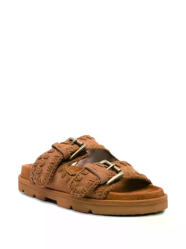 Mou Suede Buckled Sandals - Brown